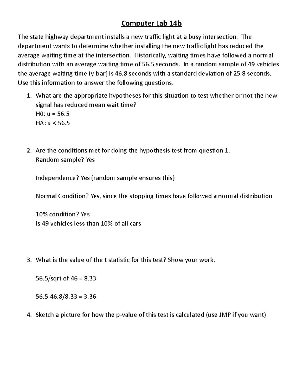 Computer Lab 14b-1 - Lab 14b - Jordan Tait - Computer Lab 14b The state highway department ...