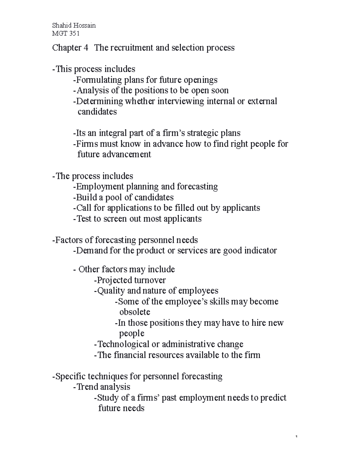 Chapter 4 Recruitment And Selection Process Mgt 351 Chapter 4 The