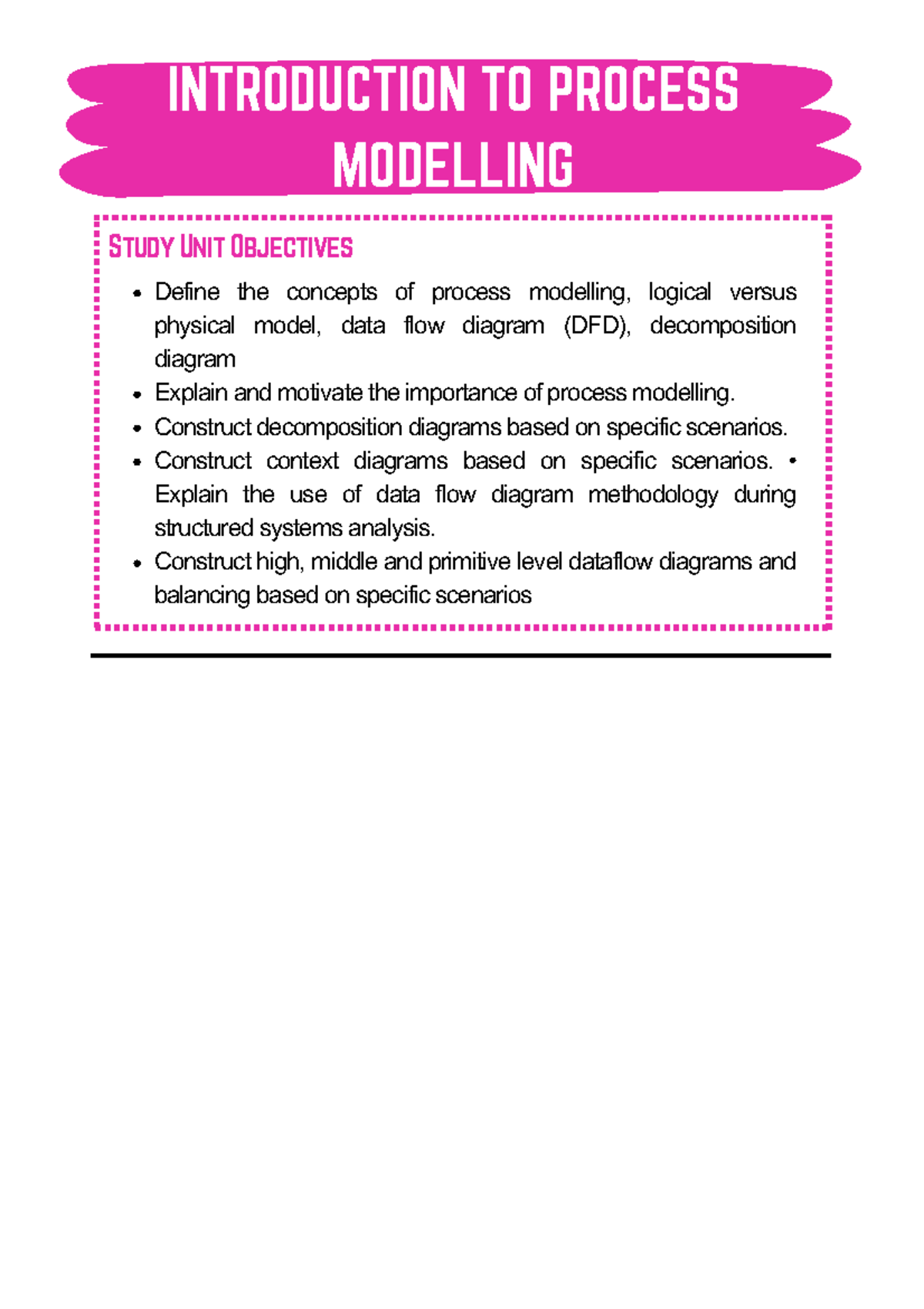 INF171 SUT 8 - INTRODUCTION TO PROCESS MODELLING Define the concepts of ...