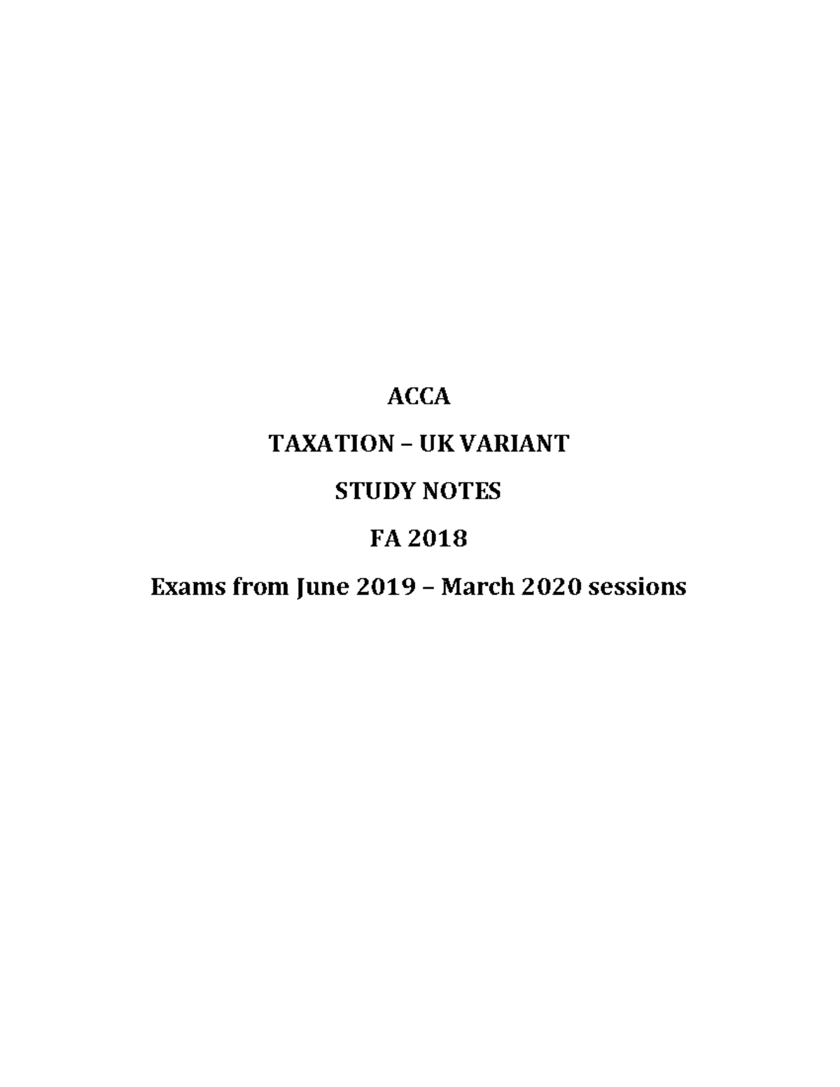 1.6Taxation UK - ACCA - ACCA TAXATION – UK VARIANT STUDY NOTES FA 2018 ...