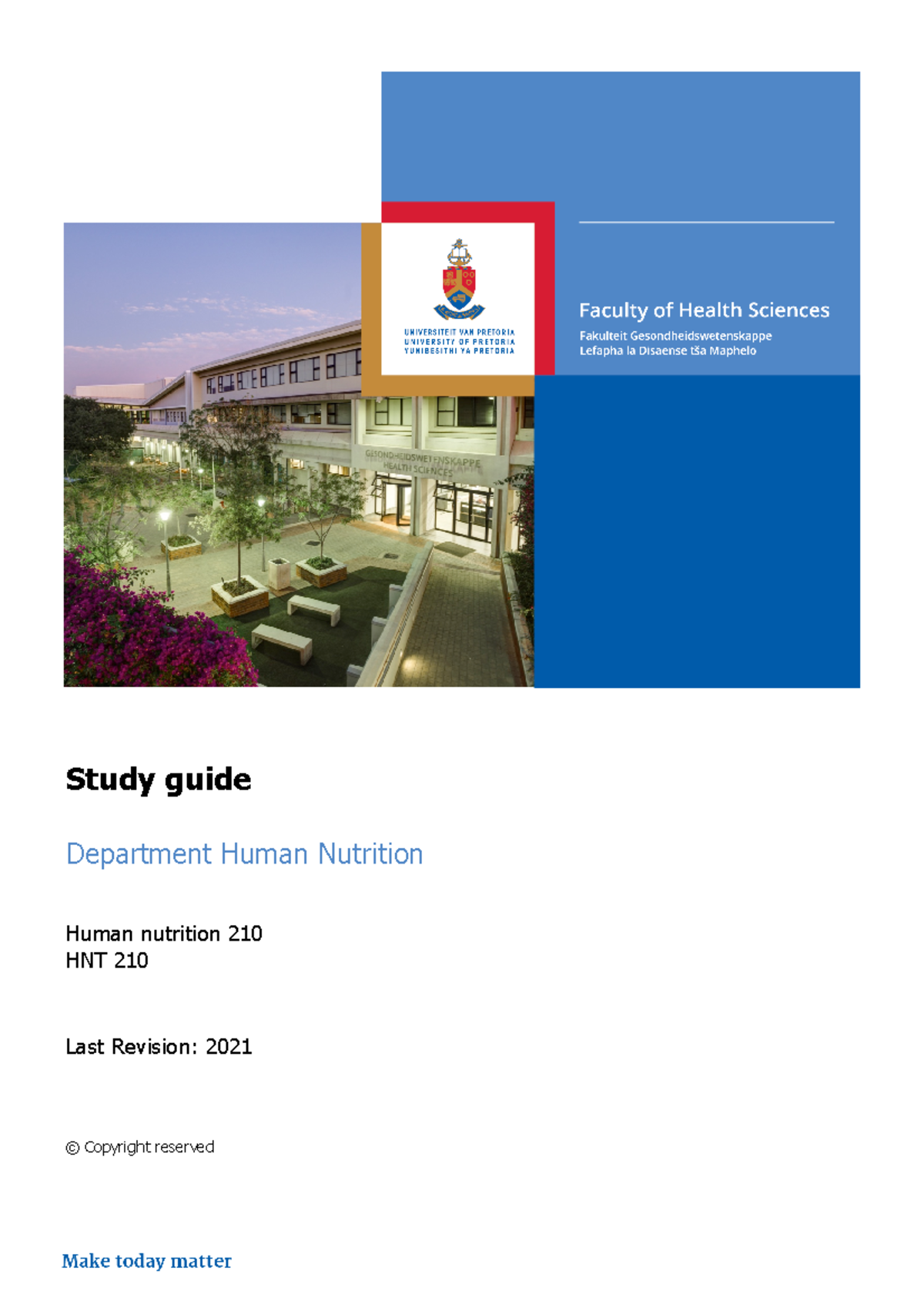HNT 210 studyguide for human nutrition - Study guide Department Human ...