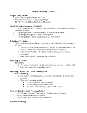 Introduction to Psychology - Chapter 1 - Fall 2018 - August 27th and ...