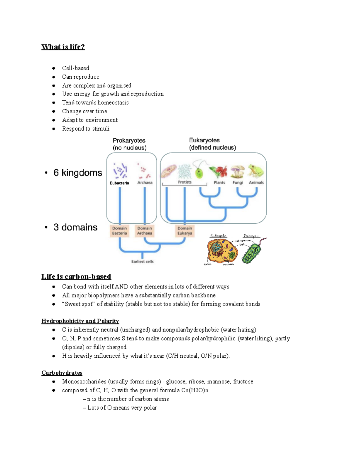 BIO1007 - First few lectures - What is life? Cell-based Can reproduce ...