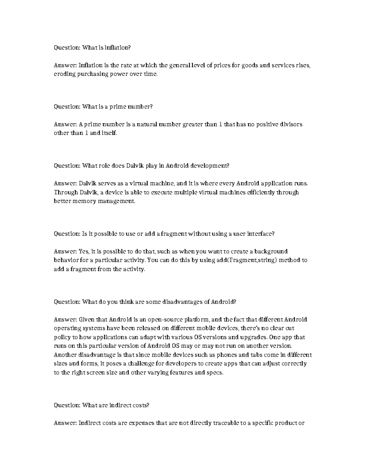 Perigenital asphyxy dialoguer - Question: What is inflation? Answer ...