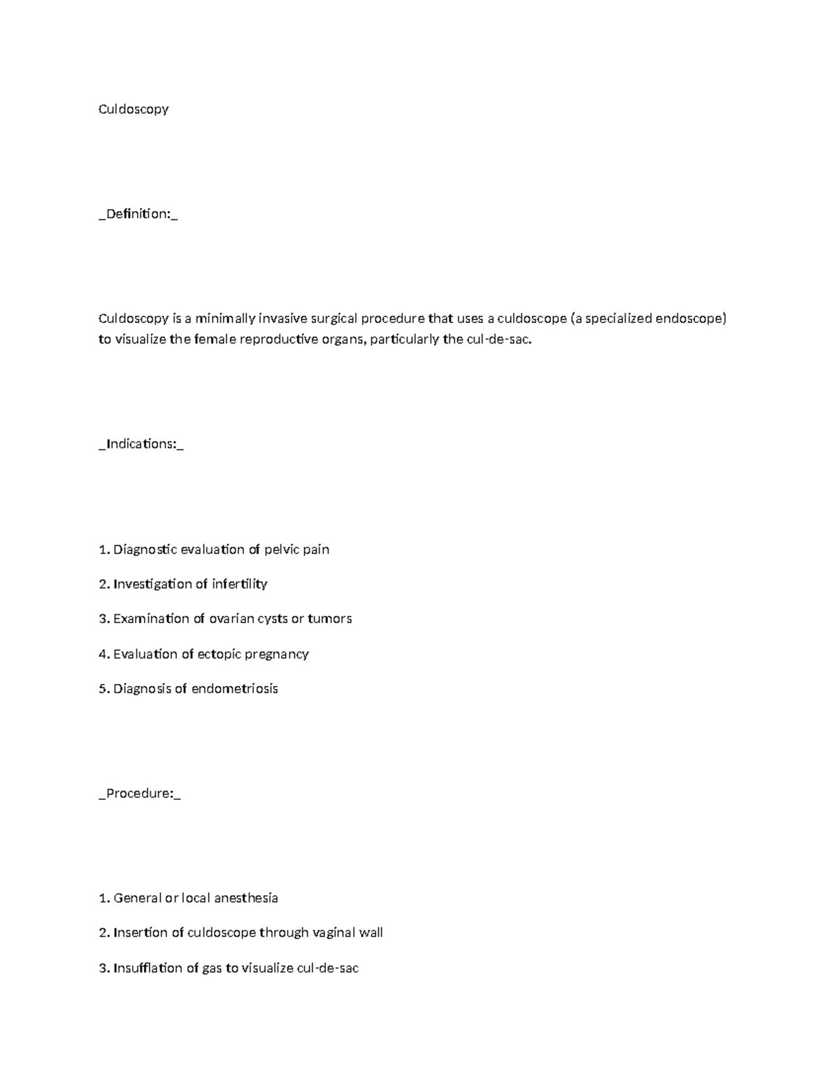 Culdoscopy-WPS Office - Culdoscopy Definition: Culdoscopy is a ...