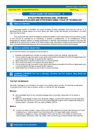 Module 8 Communication FOR Academic Purposes - Purposive Communication - PangSU - Studocu