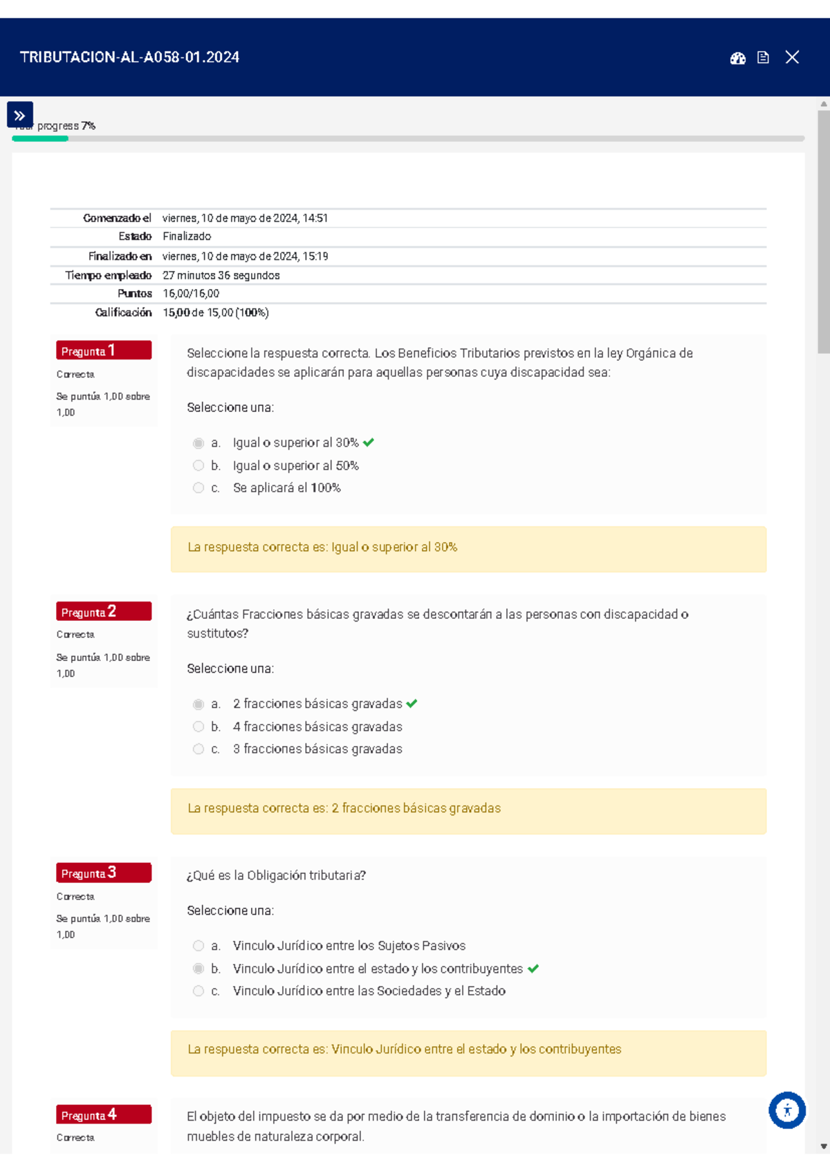Cuestionario 3 Revisión del intento EVA-ITB - Your progress 7% Pregunta ...