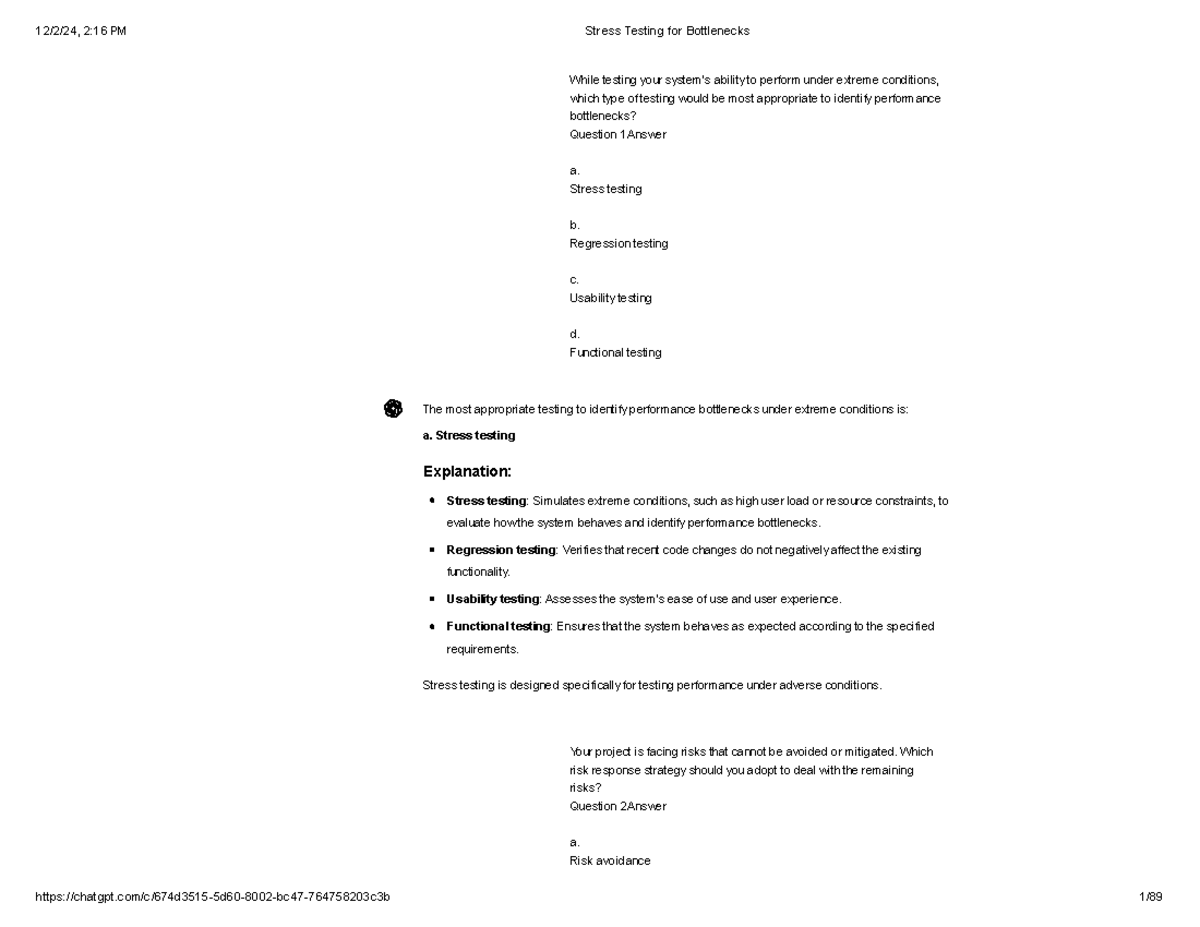 Software Engineering 1 final exams - While testing your system's ...