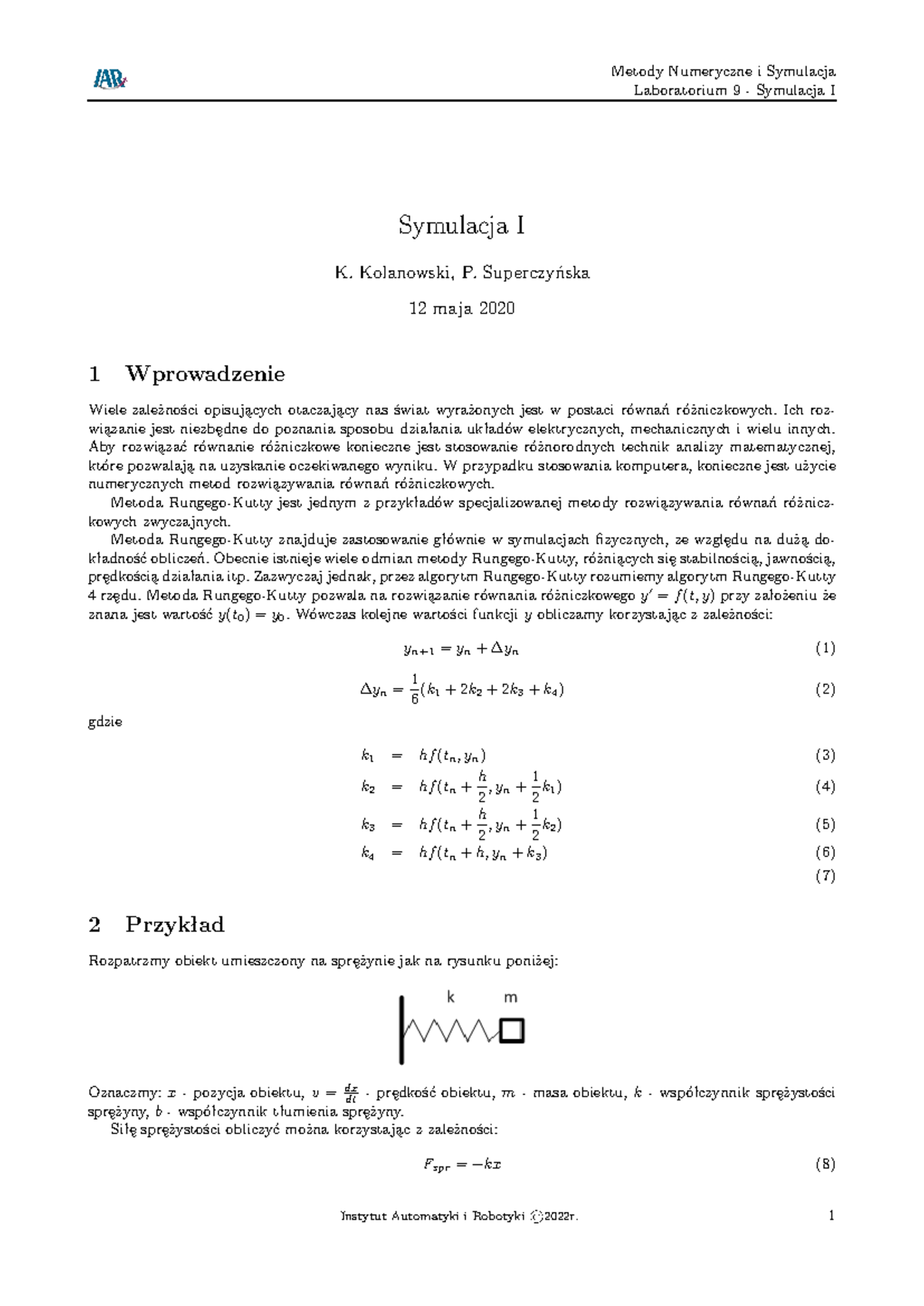 Laboratorium 6 metody numeryczne - Metody Numeryczne i Symulacja ...