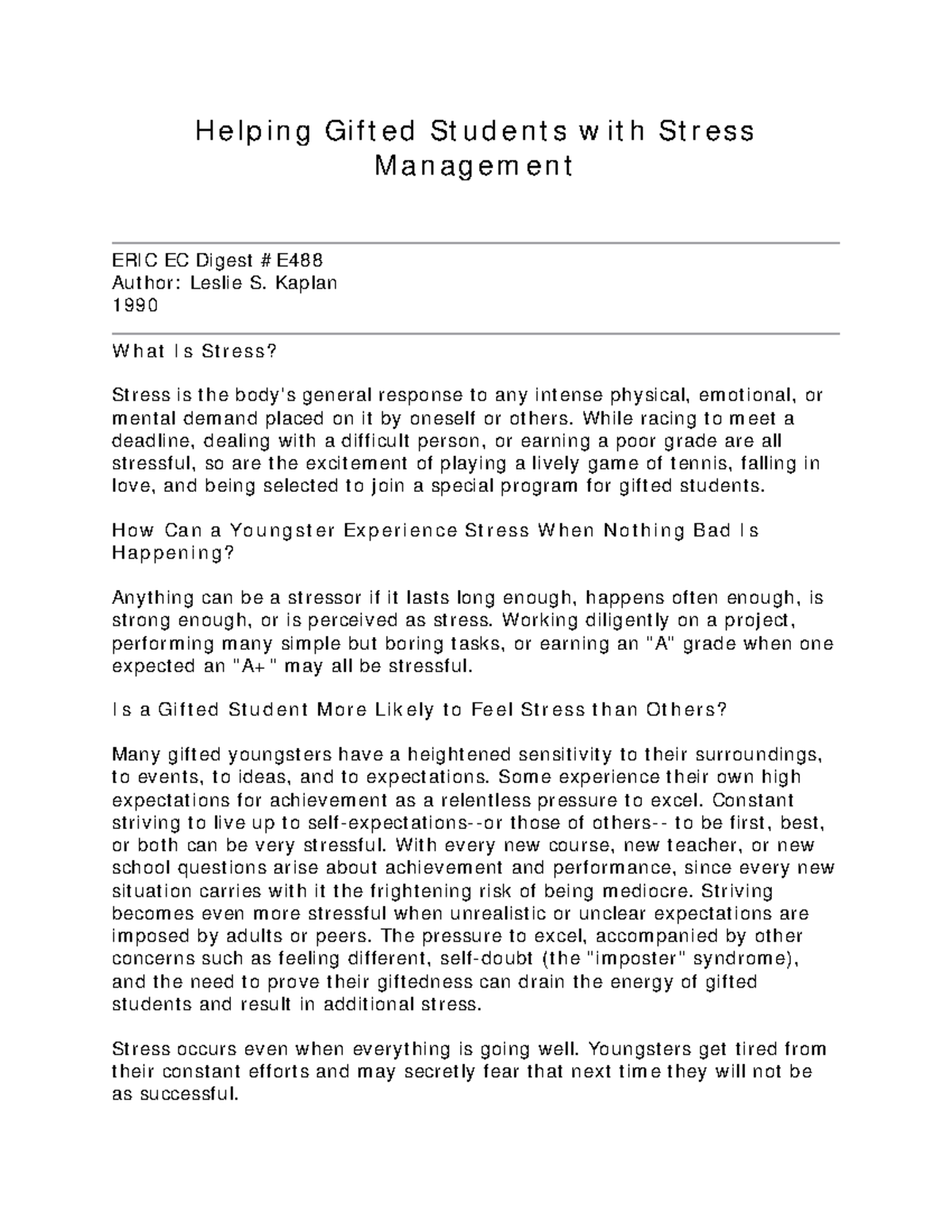 Coping with stress - H e lpin g Gift e d St u de n t s w it h St r e ss ...