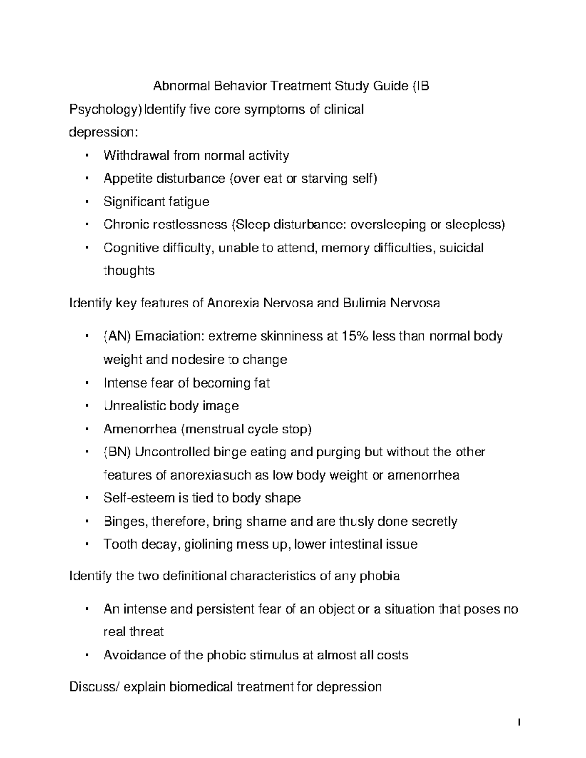 Abnormal Behavior Treatment Study Guide - Studocu
