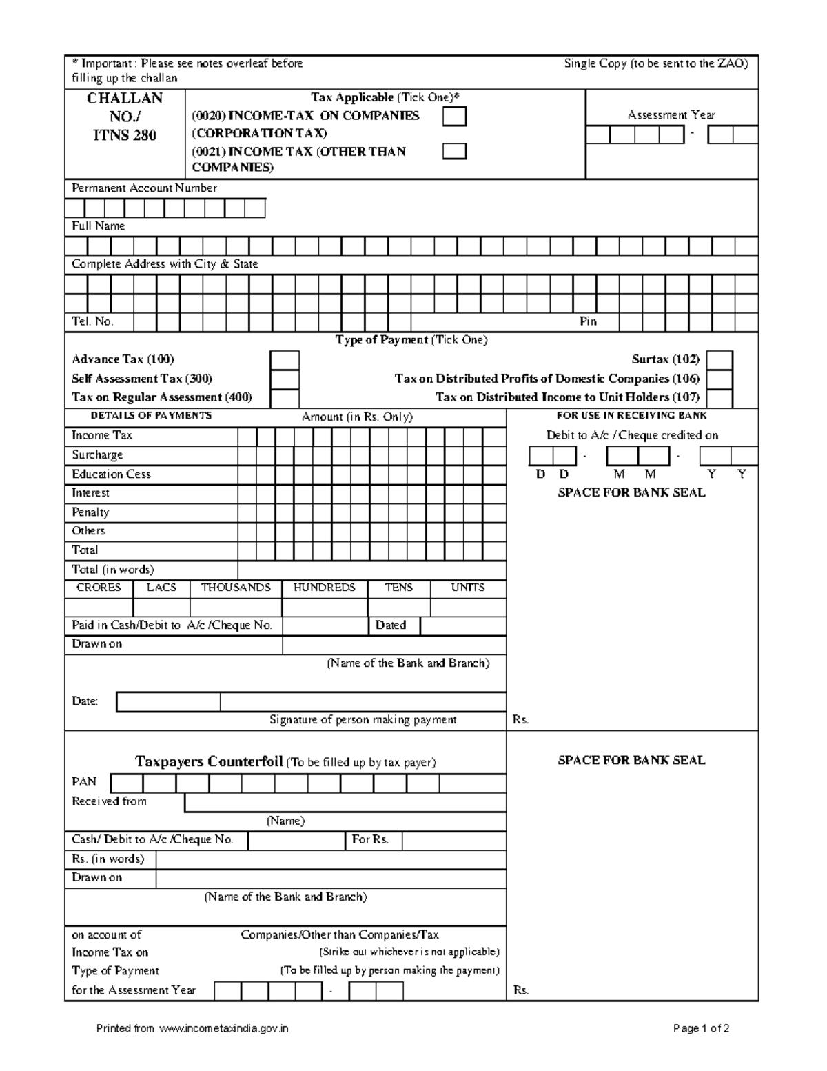 107010000000345598 - * Important : Please see notes overleaf before ...