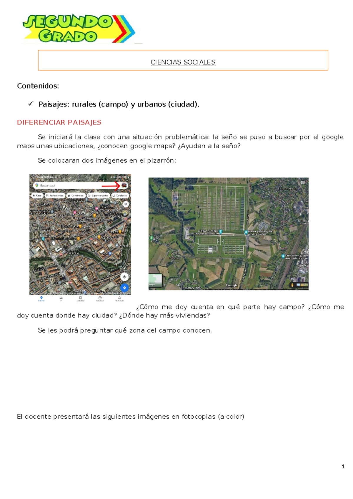 2. Ciencias Sociales-Espacios urbanos y rurales - Contenidos: Paisajes ...