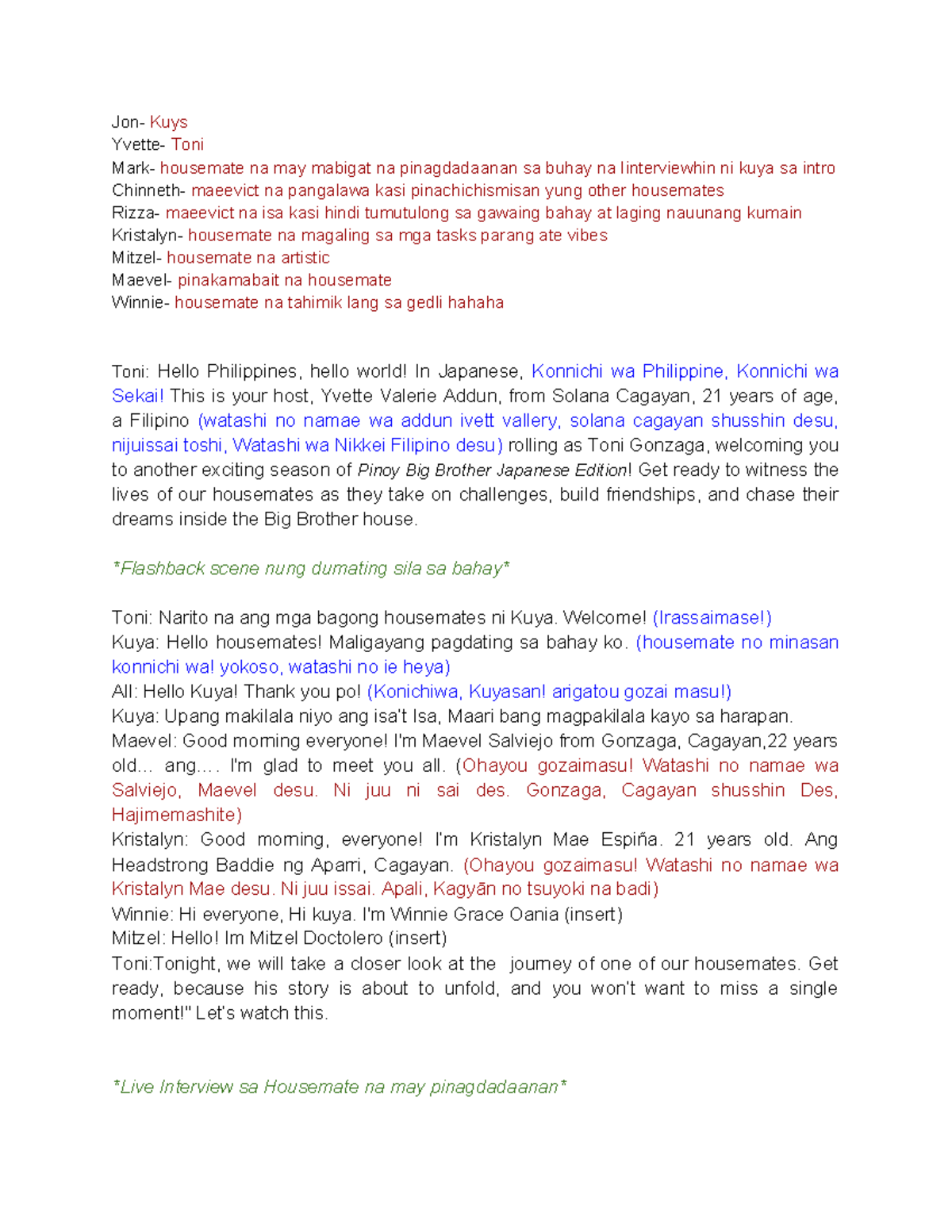 ROLE-PLAY-PBB - Role play - Jon- Kuys Yvette- Toni Mark- housemate na ...