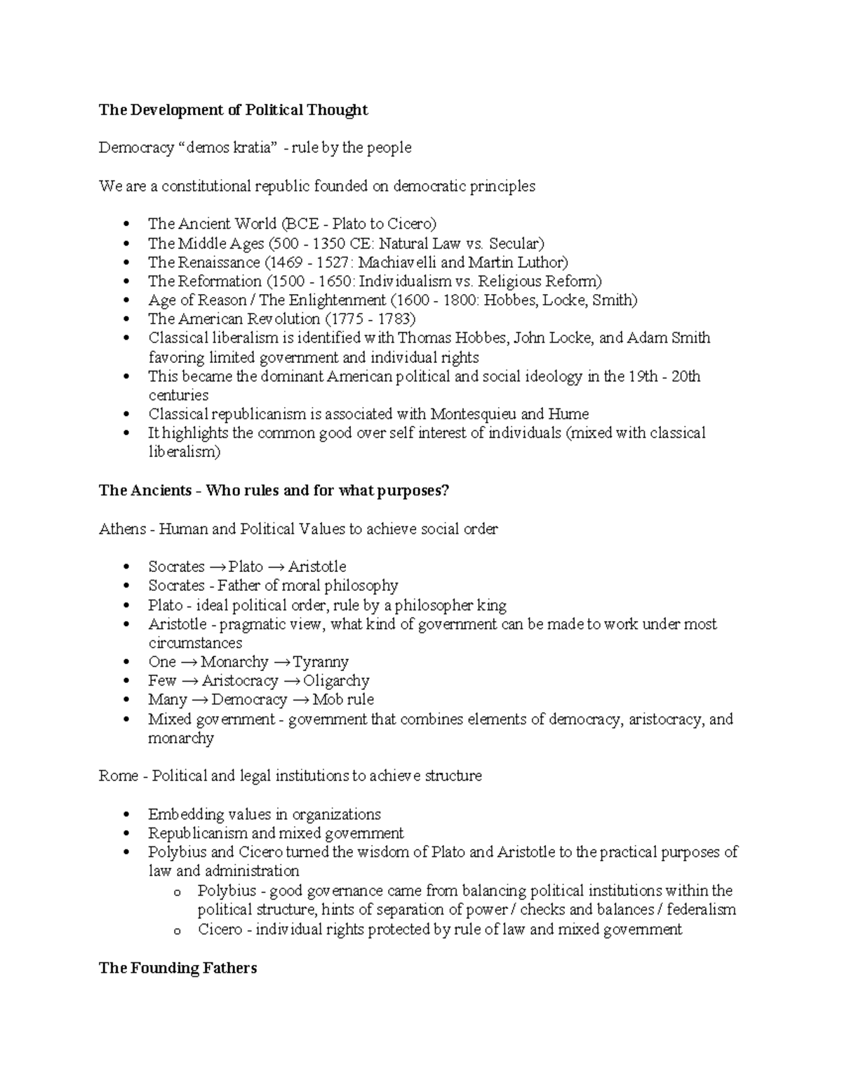 Intro to american government ch1 - The Development of Political Thought ...