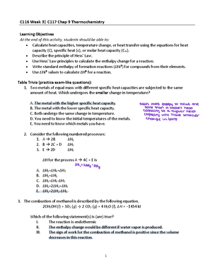 Chemistry 117 Final Exam Study Guide - FINAL EXAM REVIEW Chapter 5 ...