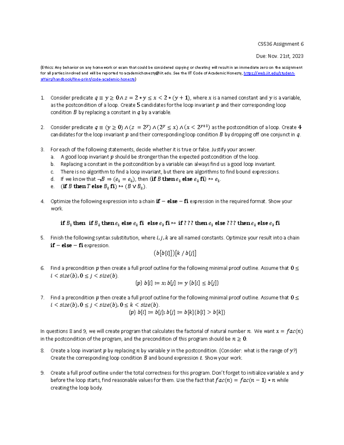 Assignment 6 - here is the assignmnet doc - CS536 Assignment 6 Due: Nov ...
