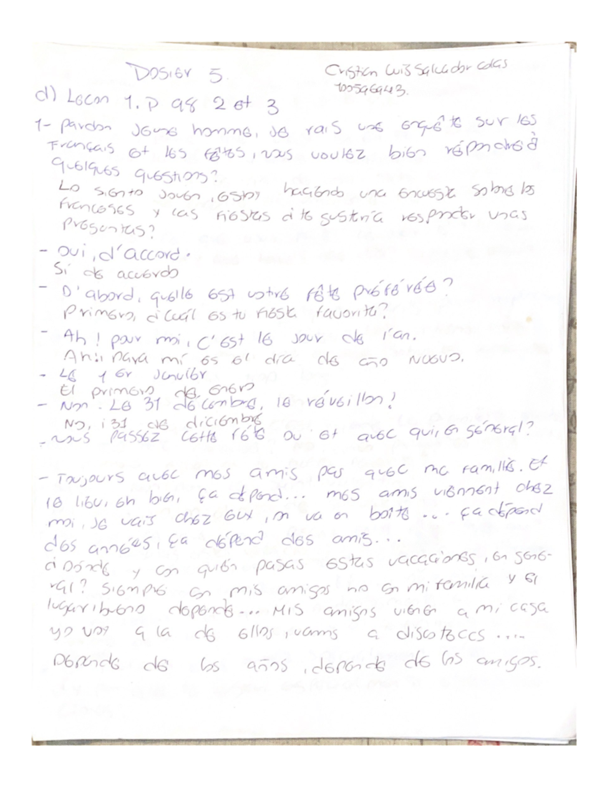 Dosier 5 - Dossier 5 traducciones y ejercicios - Francés II - Studocu