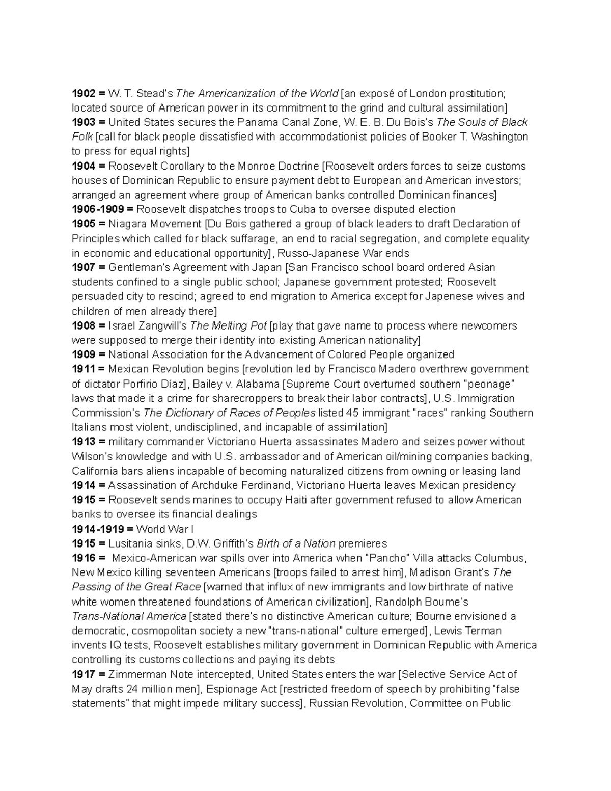 Give me Liberty! Chapter Nineteen Notes - 1902 = W. T. Stead’s The ...