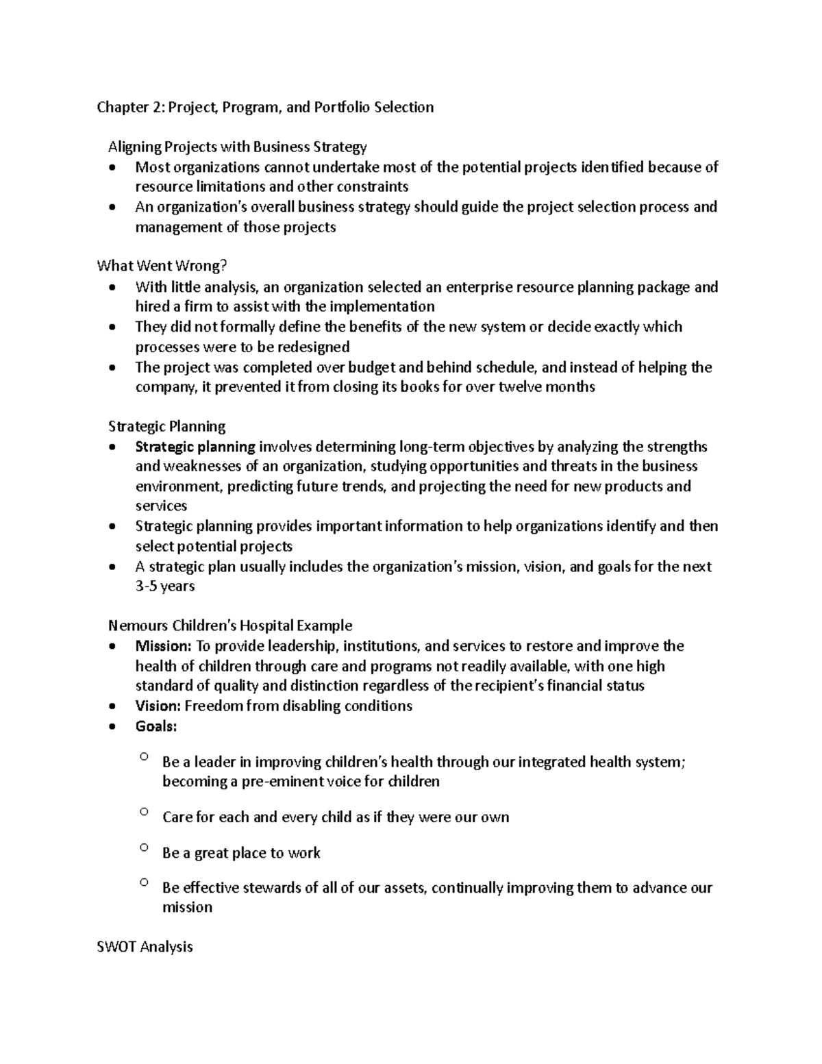 Chapter 2 Project, Program, and Portfolio Selection - Examples include ...