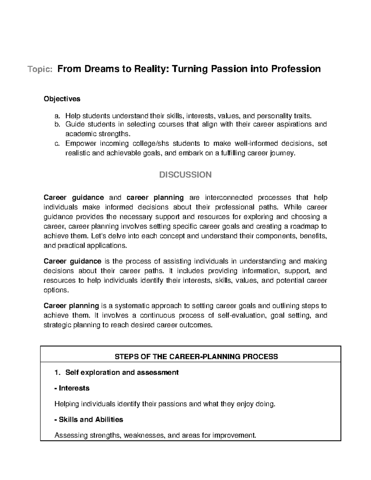 Career Guidance Webinar - Topic: From Dreams to Reality: Turning ...