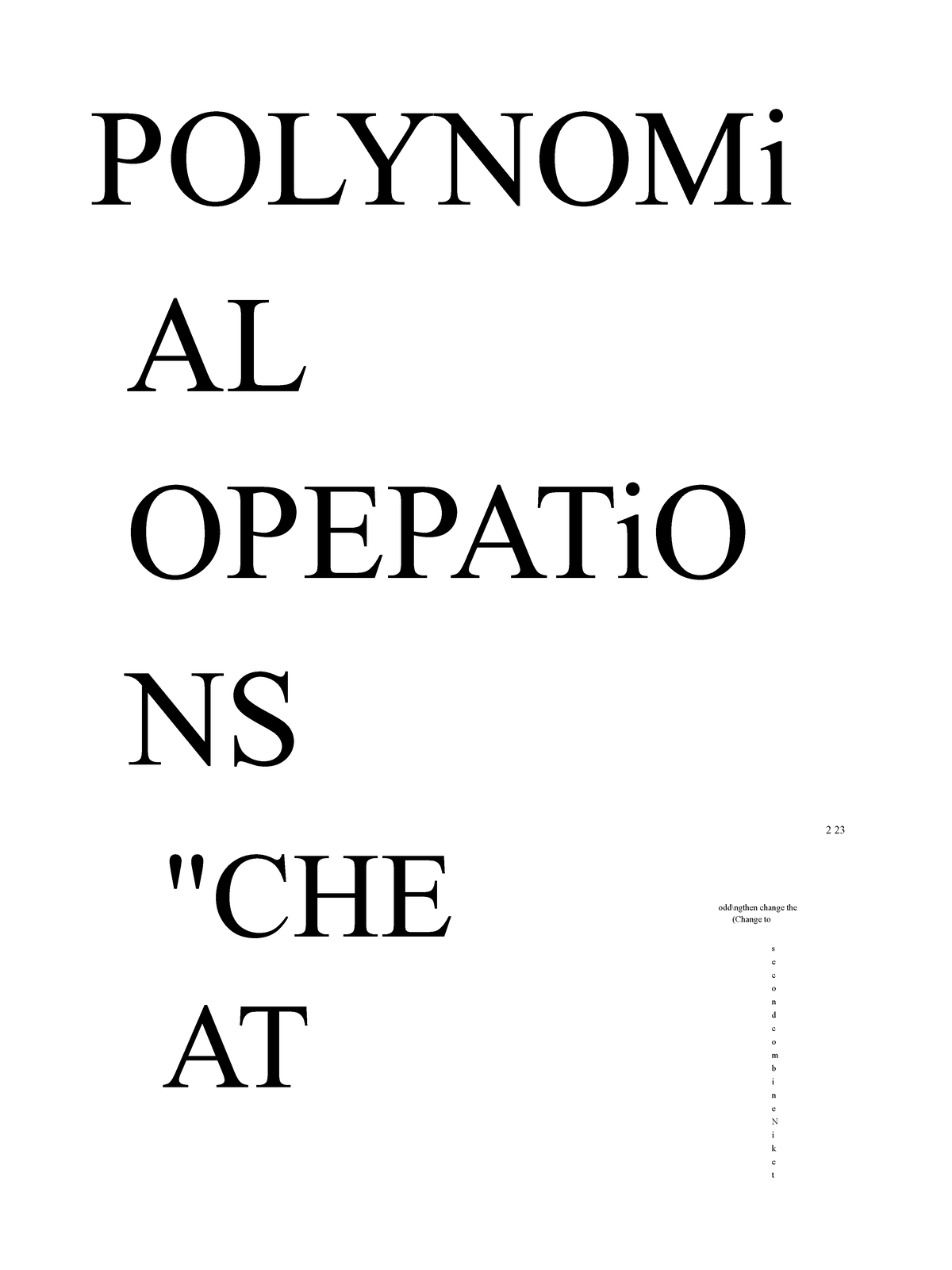 02 Polynomial Operations Cheat Sheet - POLYNOMi AL OPEPATiO NS "CHE AT ...
