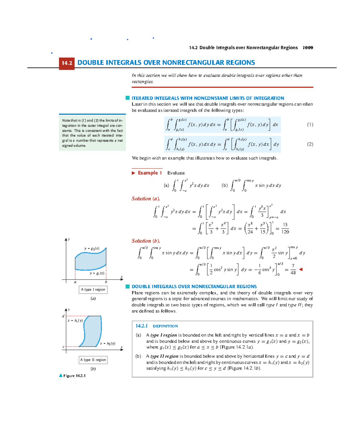 Math work ch14-1 - Math work - 14 Double Integrals over Nonrectangular Regions 1009 14 DOUBLE ...