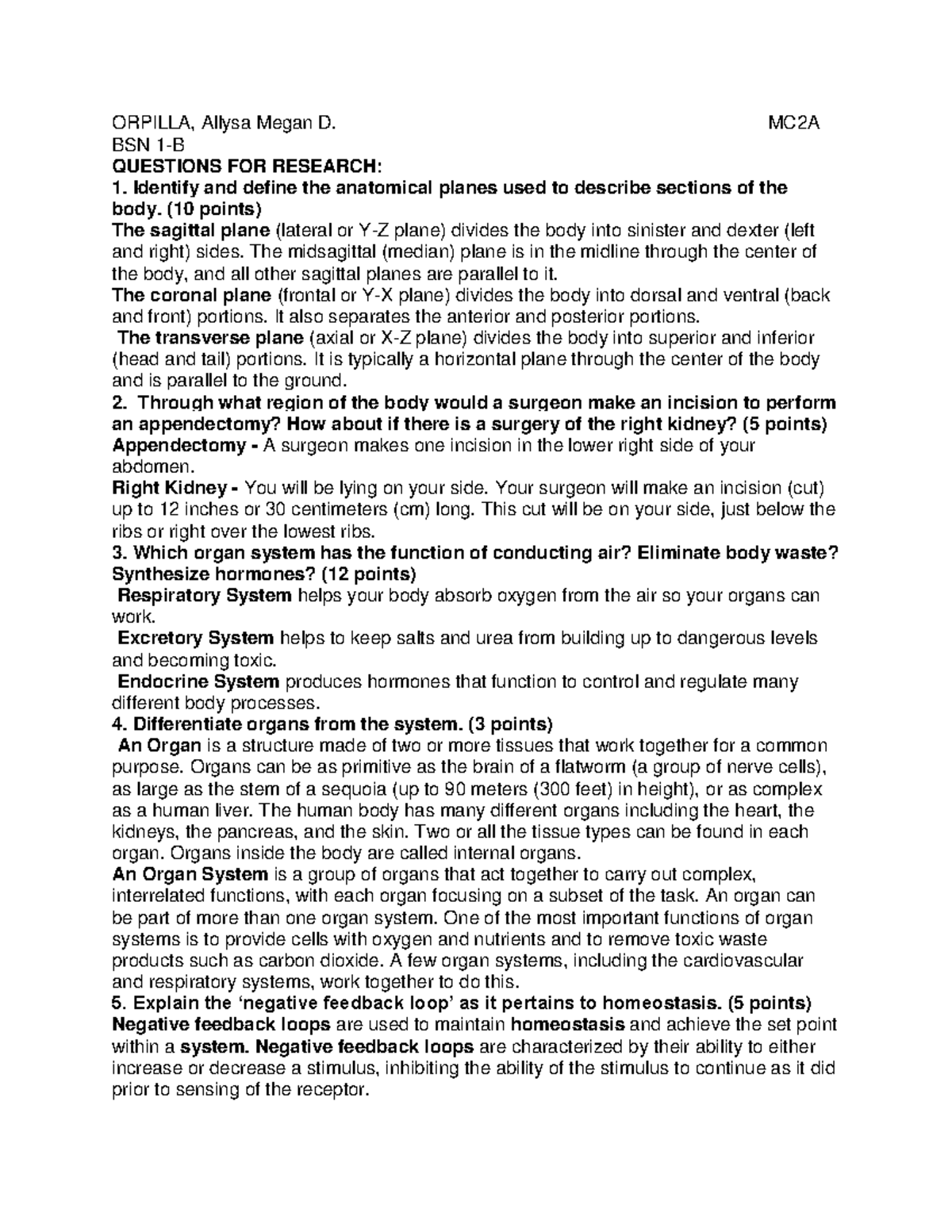 Organization OF THE BODY AS A Whole - Anatomy and Physiology - UC - Studocu