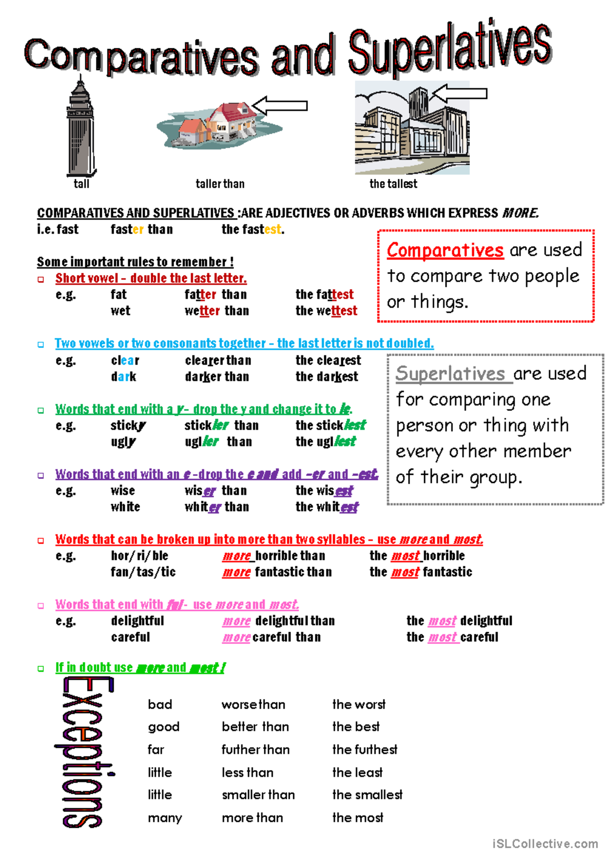 Comparatives and Superlatives - tall taller than the tallest ...