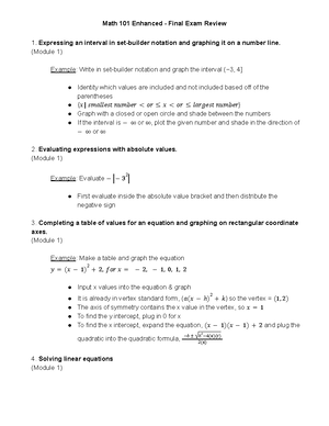 Math 101 Enhanced - Exam #5 Review - Math 101 Enhanced - Exam #5 Review ...