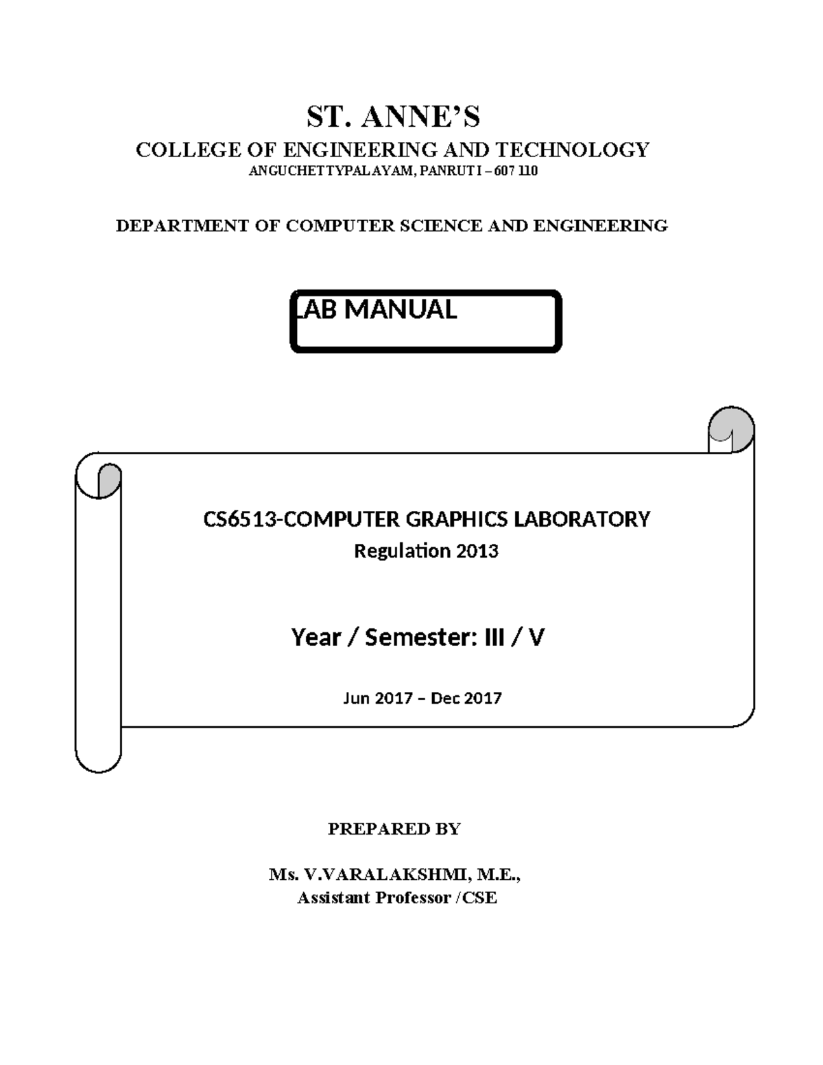 CS6513- Computer Graphics Laboratory-664424542-computer graphics lab manual 2013 regulation ...