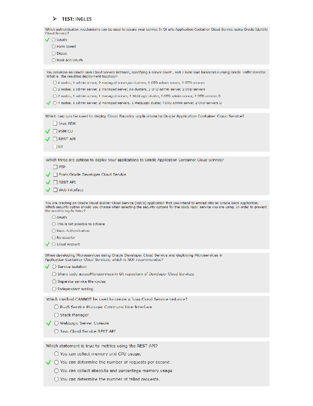 TEST I Modificado - examen oracle especialista de desarrollo - Análisis ...