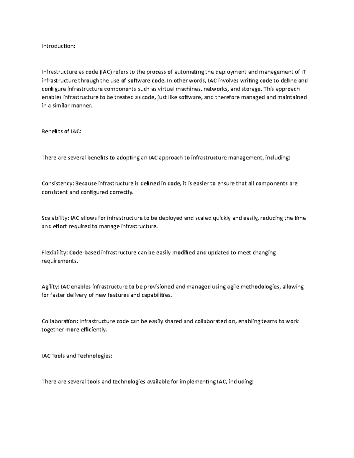 Introductio 7 - Introduction: Infrastructure as code (IAC) refers to ...