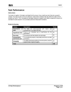 08 Task Performance 1 - IT 08 Task Performance 1 *Property of STI Page ...