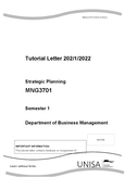 MNG3701 - Unisa - Strategic Planning - Studocu
