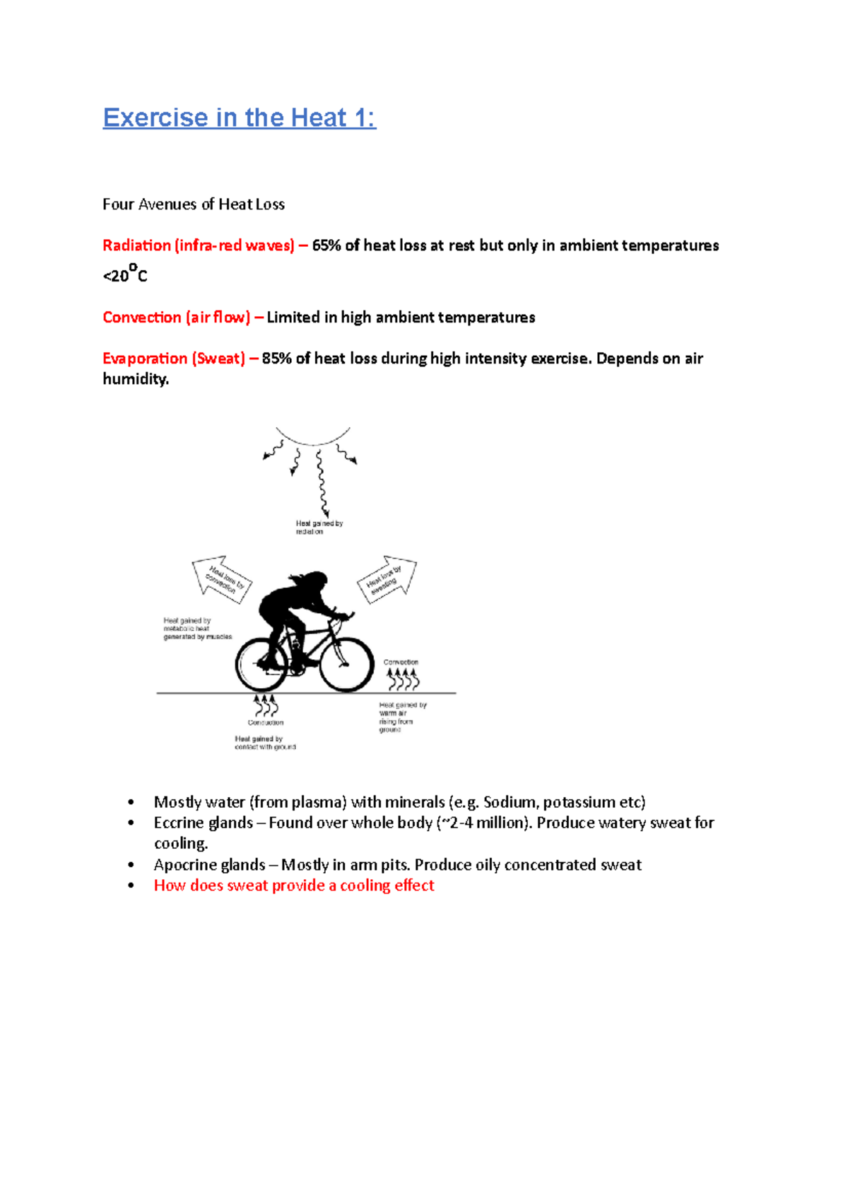 Exercise in the heat 1 - Lecture notes 1 - Exercise in the Heat 1: Four ...