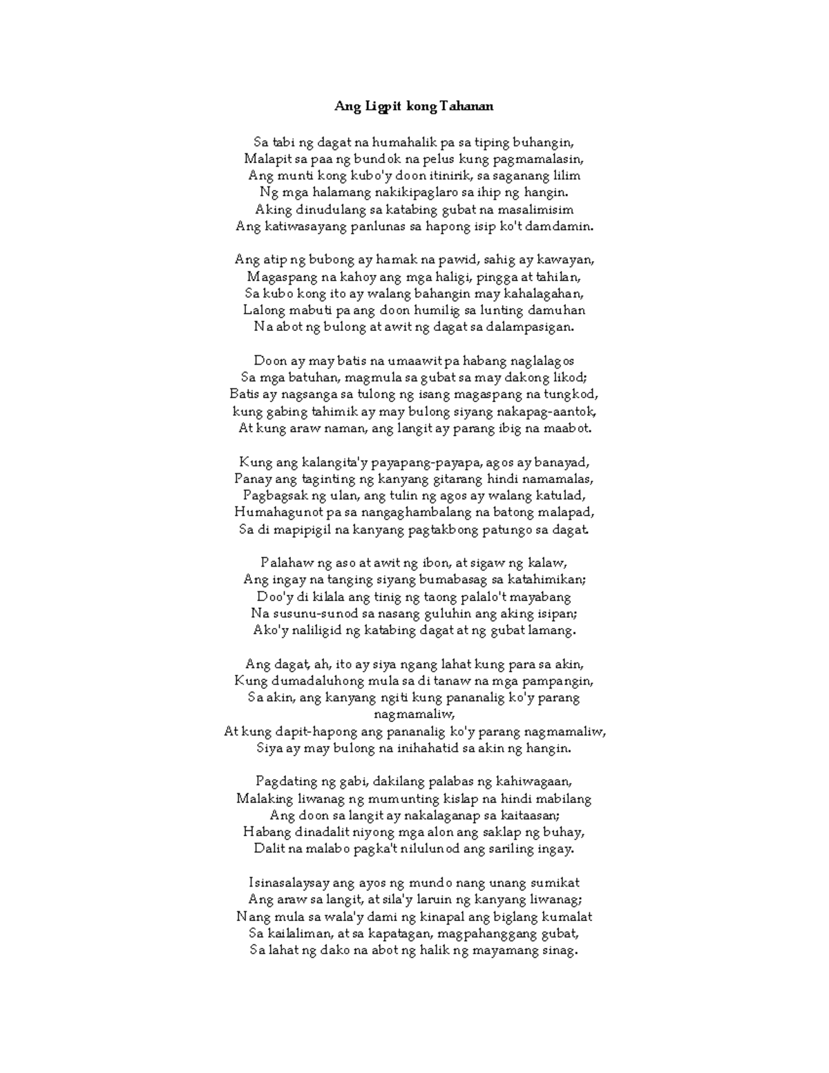 Ang-Ligpit-kong-Tahanan-Rizal-Literature - Ang Ligpit kong Tahanan Sa ...