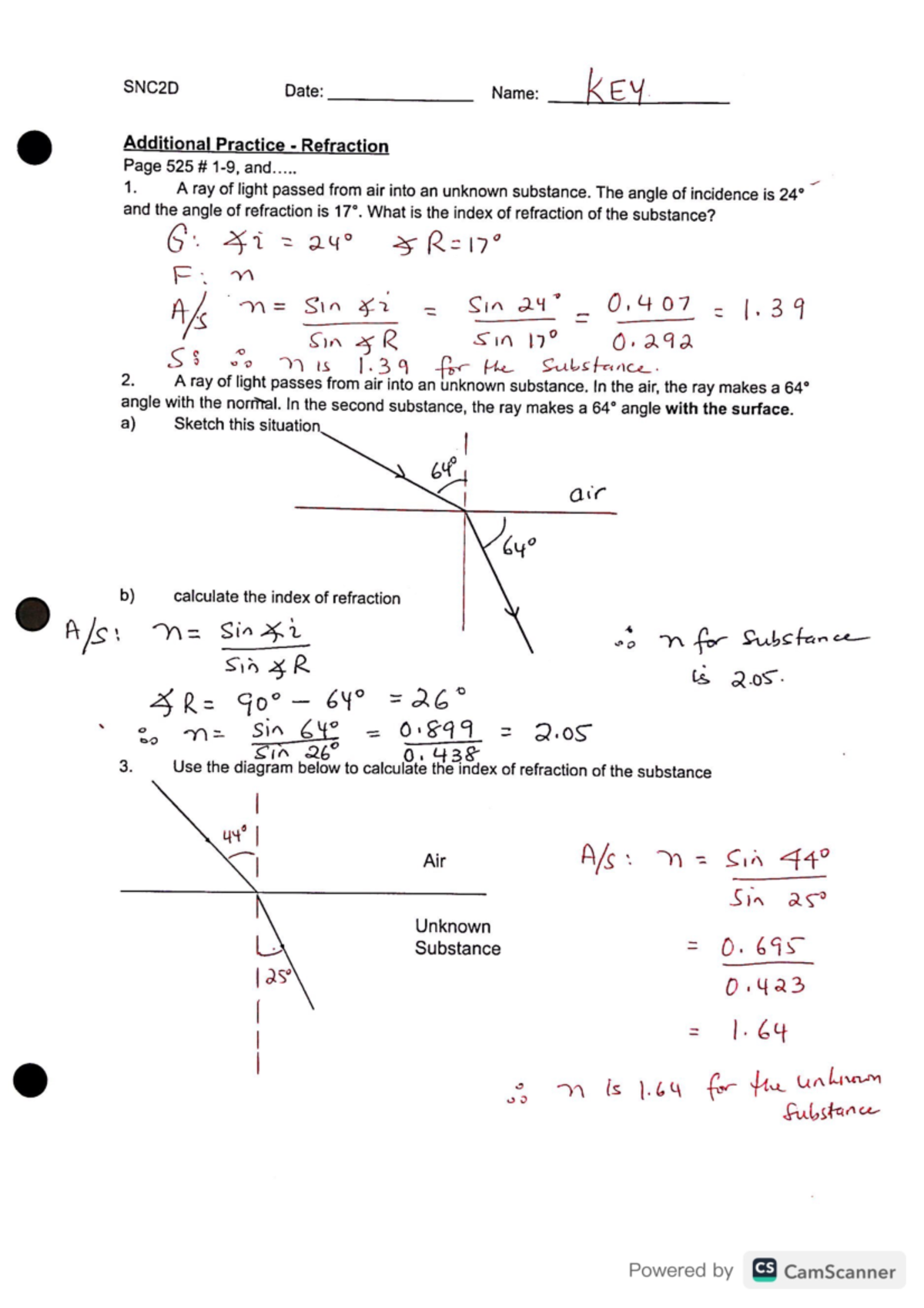 Refraction - Assignment for optics - Studocu