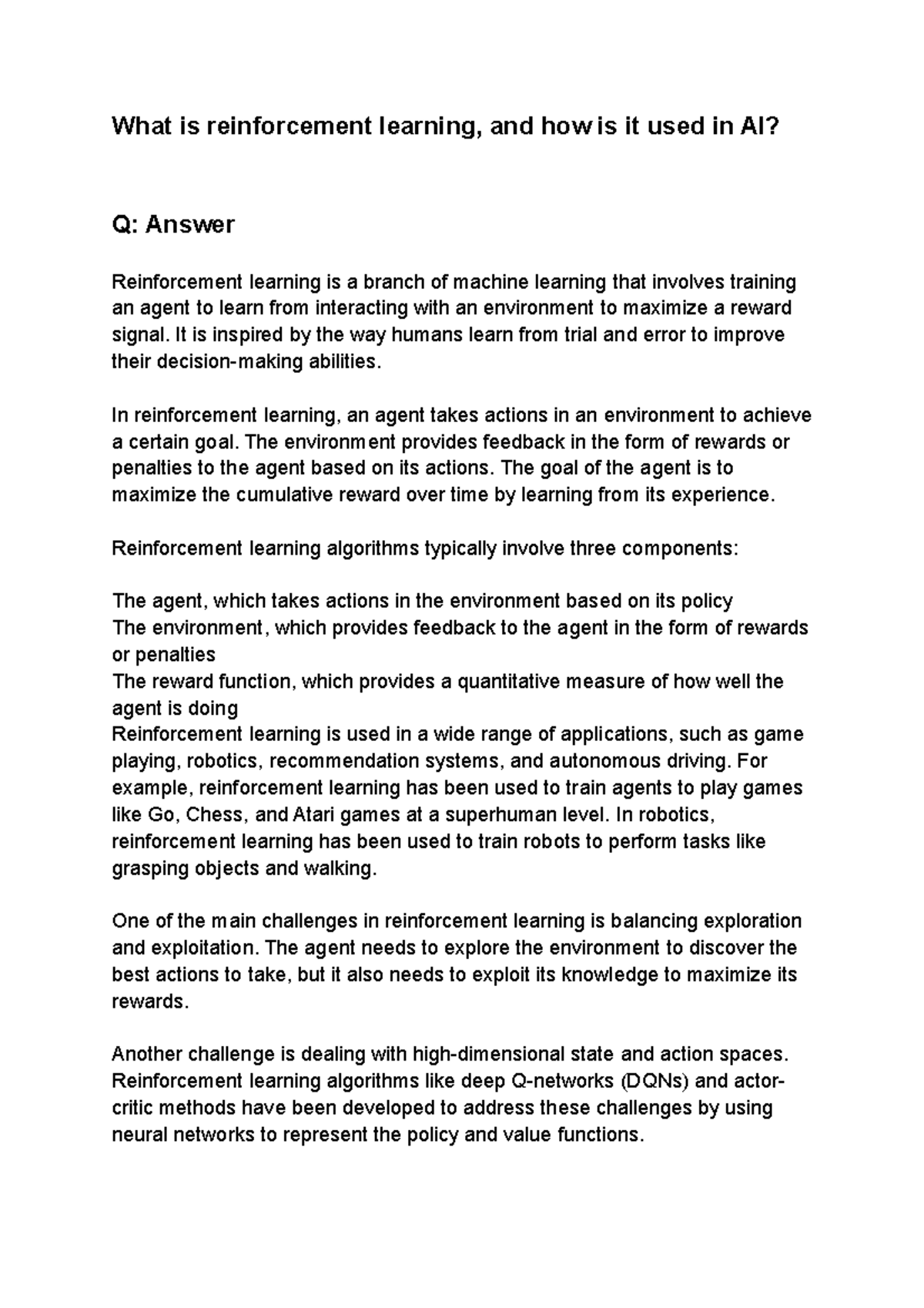 What is reinforcement learning, and how is it used in AI - It is ...