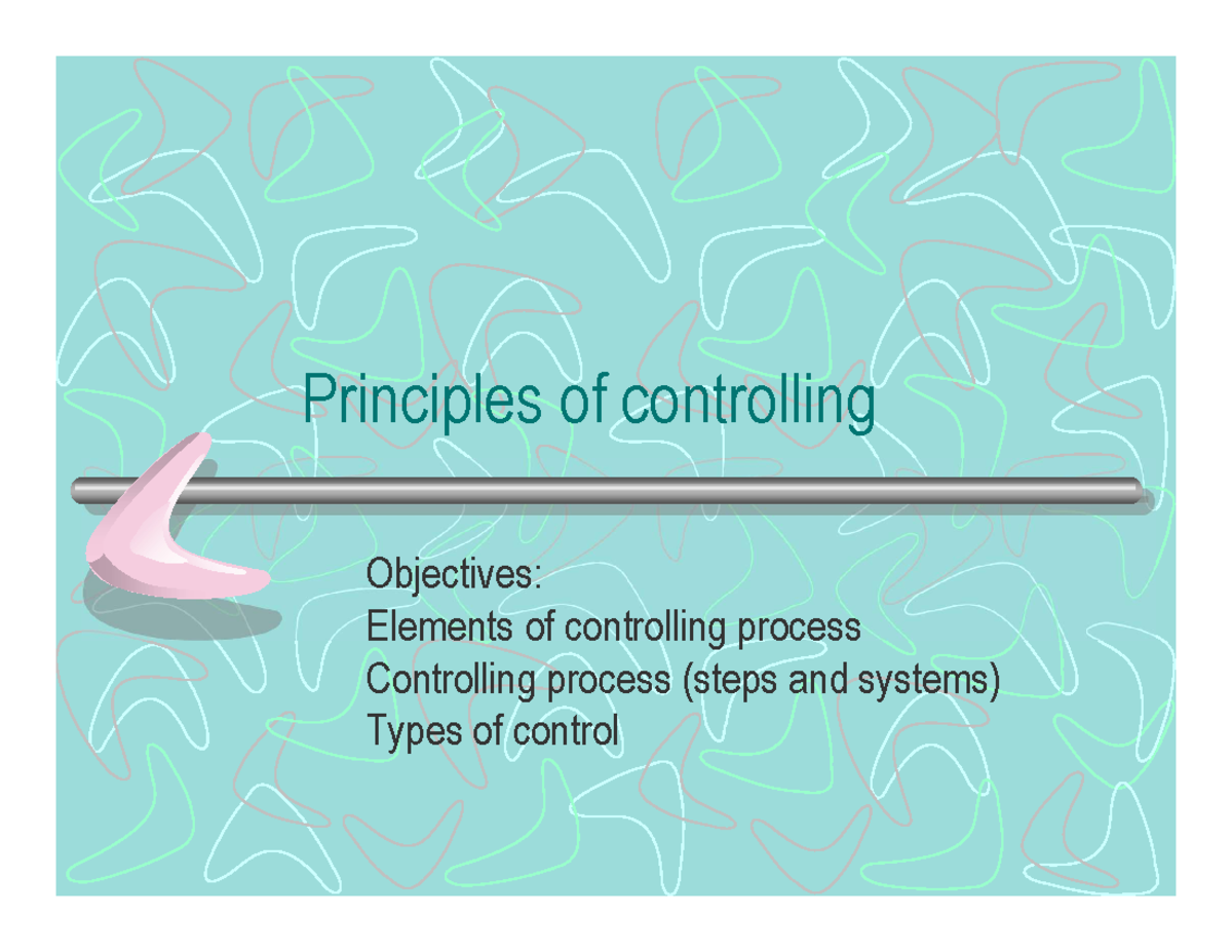 Chap - Note de curs 4 - Principles of controlling Objectives: Elements ...