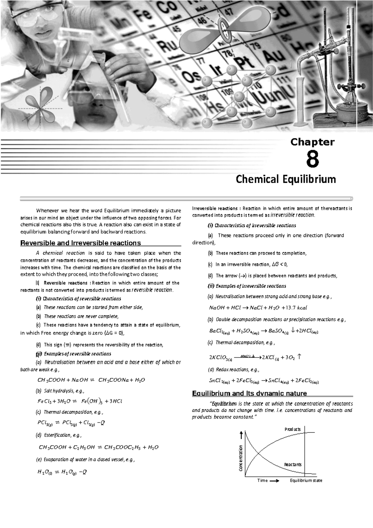 Chemical Equilibrium Chemistry Notes - Chapter 8 Chemical Equilibrium ...