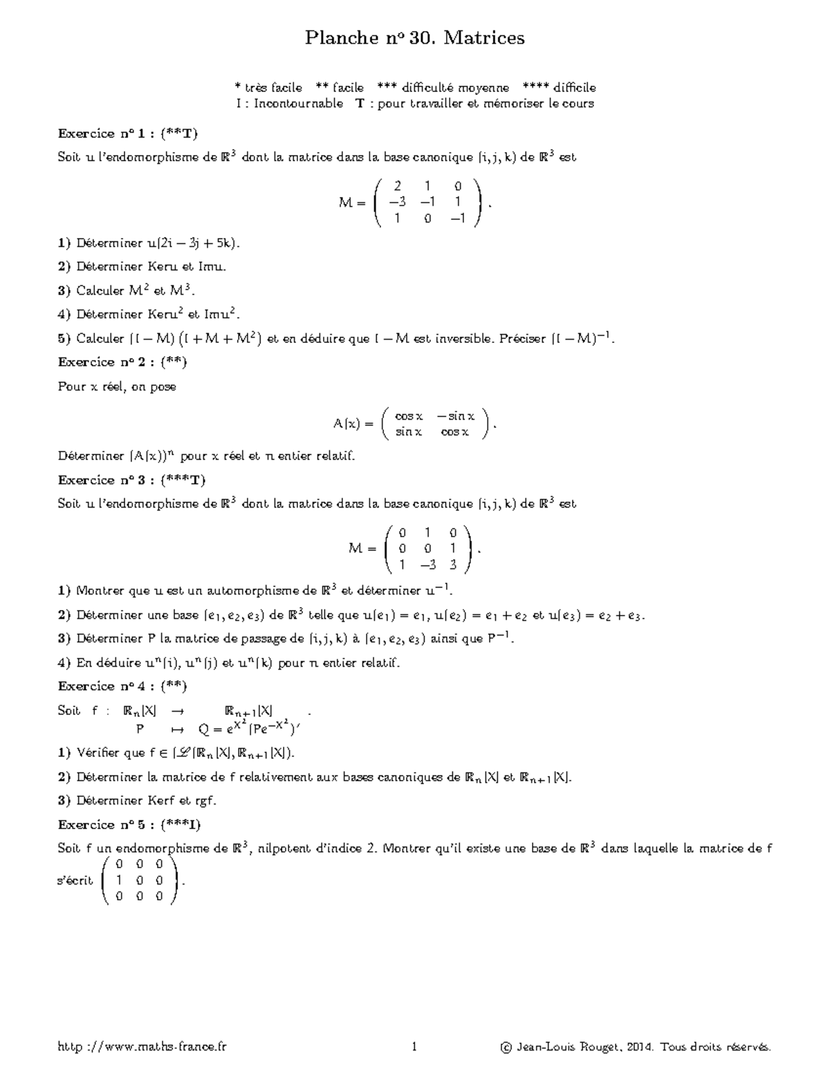 30-matrices - Übungen zum Thema: Matricen - Planche no30. Matrices très ...