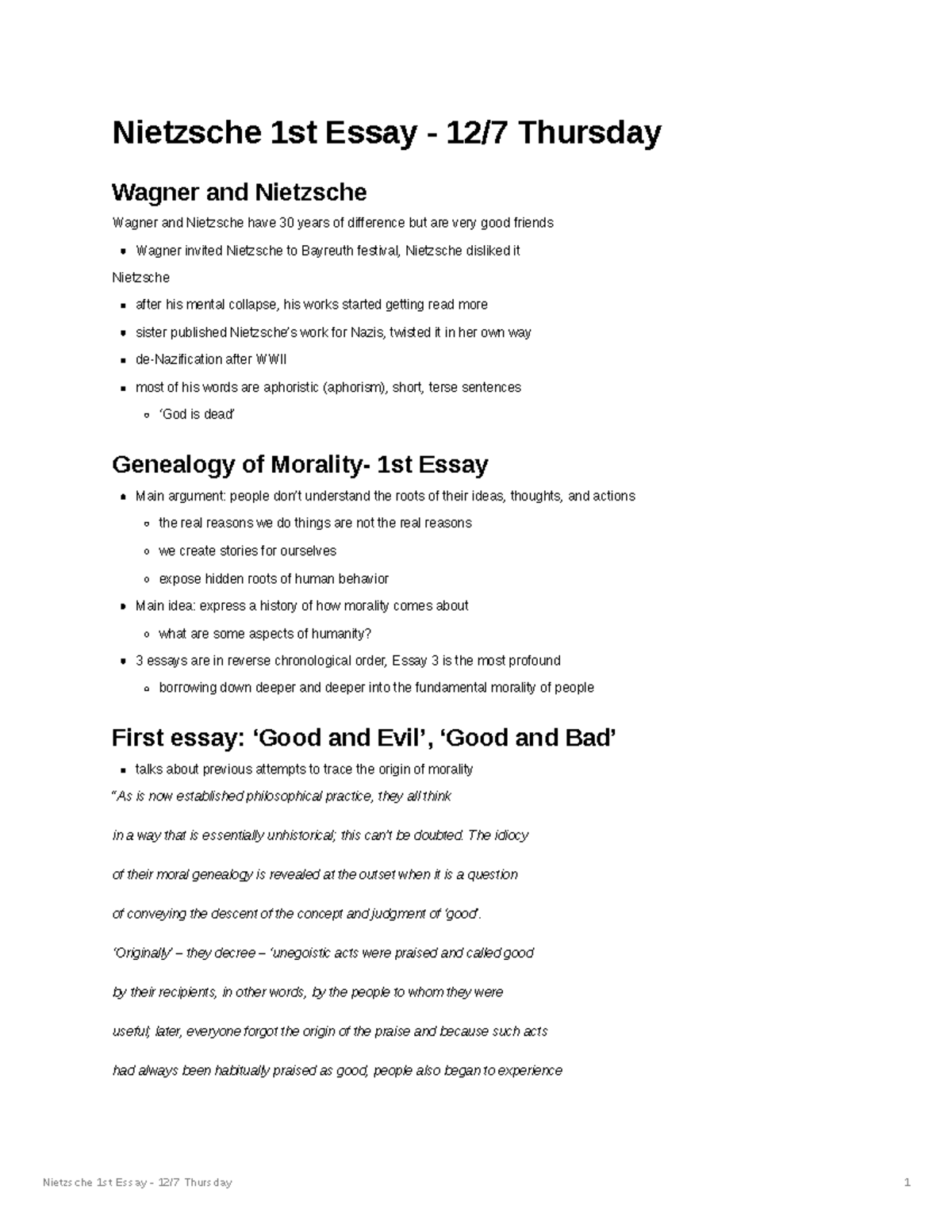 Nietzsche 1st Essay - The idiocy of their moral genealogy is revealed ...