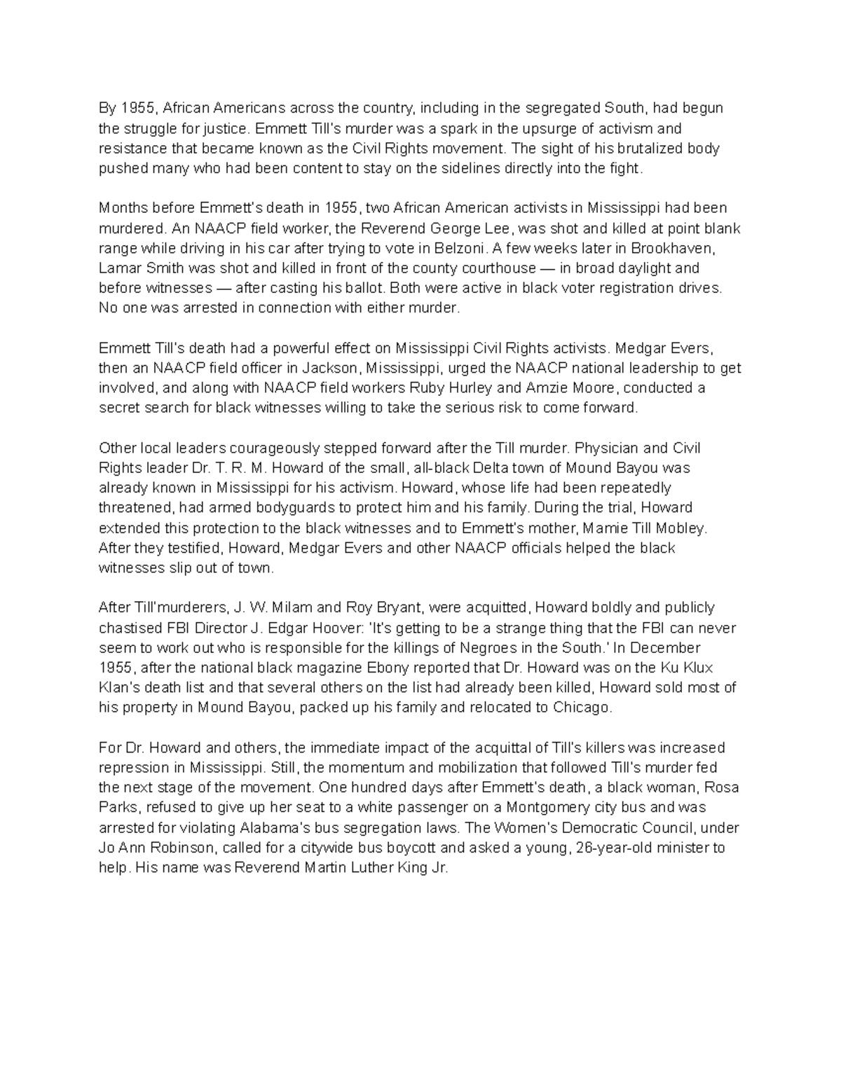 The Impact of Emmett Till's Murder - By 1955, African Americans across ...