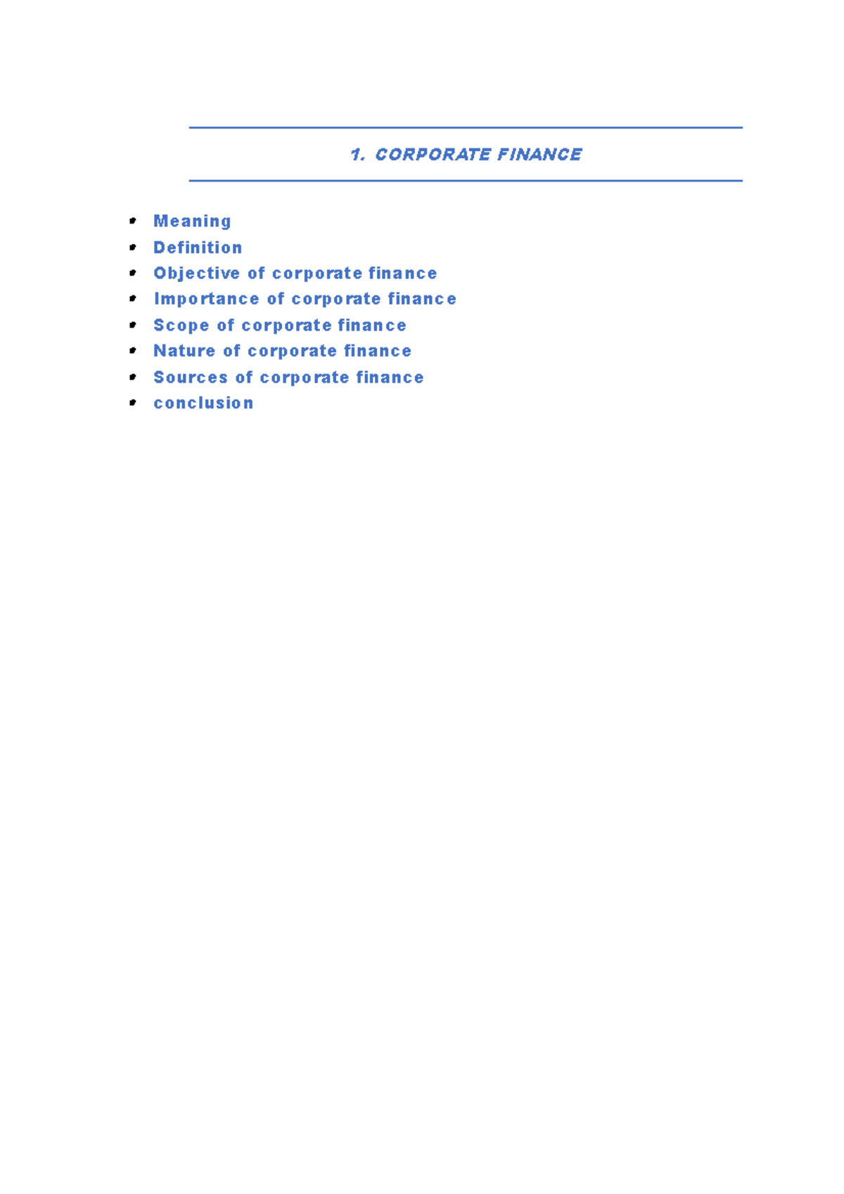 LAW OF Corporate Finance recovers - 1. CORPORATE FINANCE Meaning ...