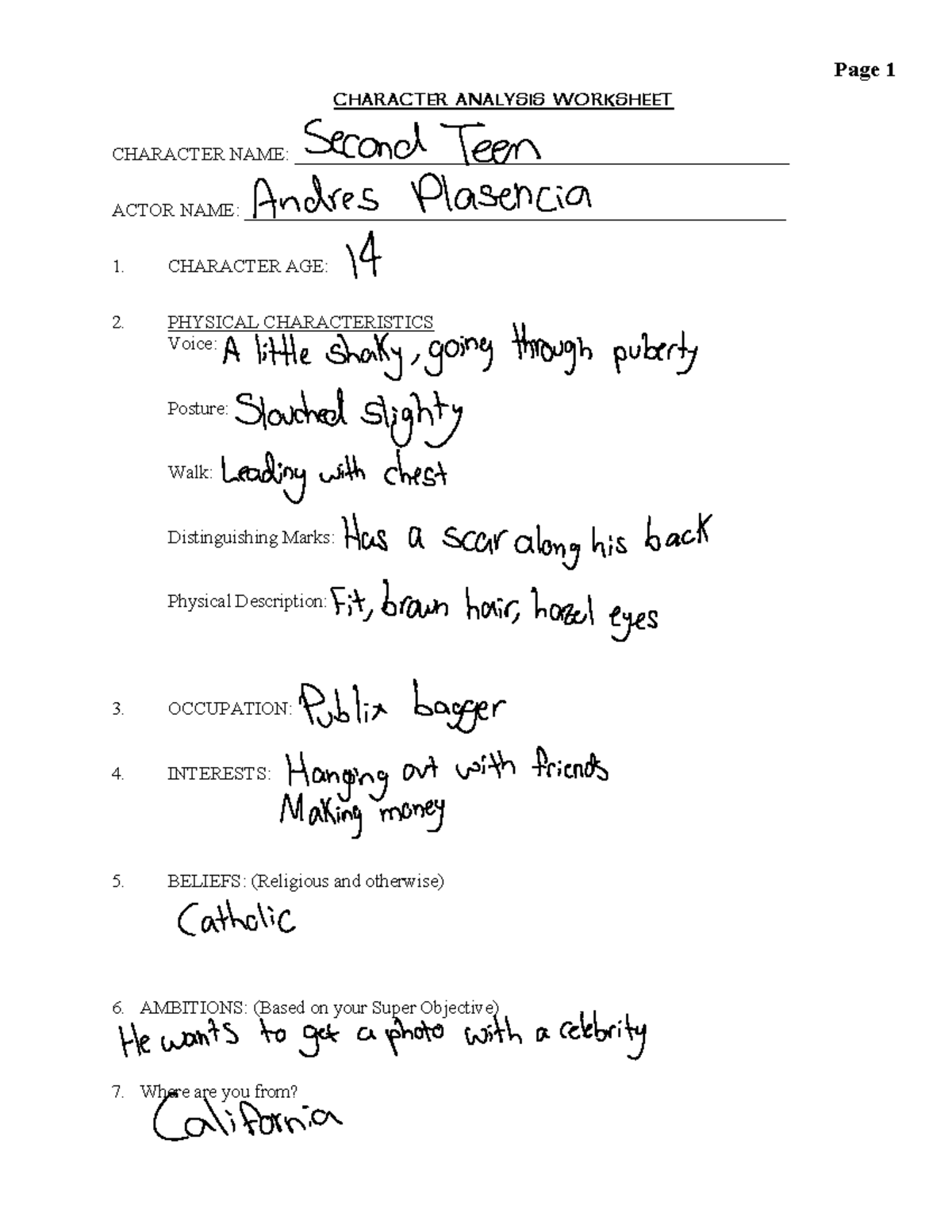 Character Analysis Worksheet Mission Character Analysis Worksheet