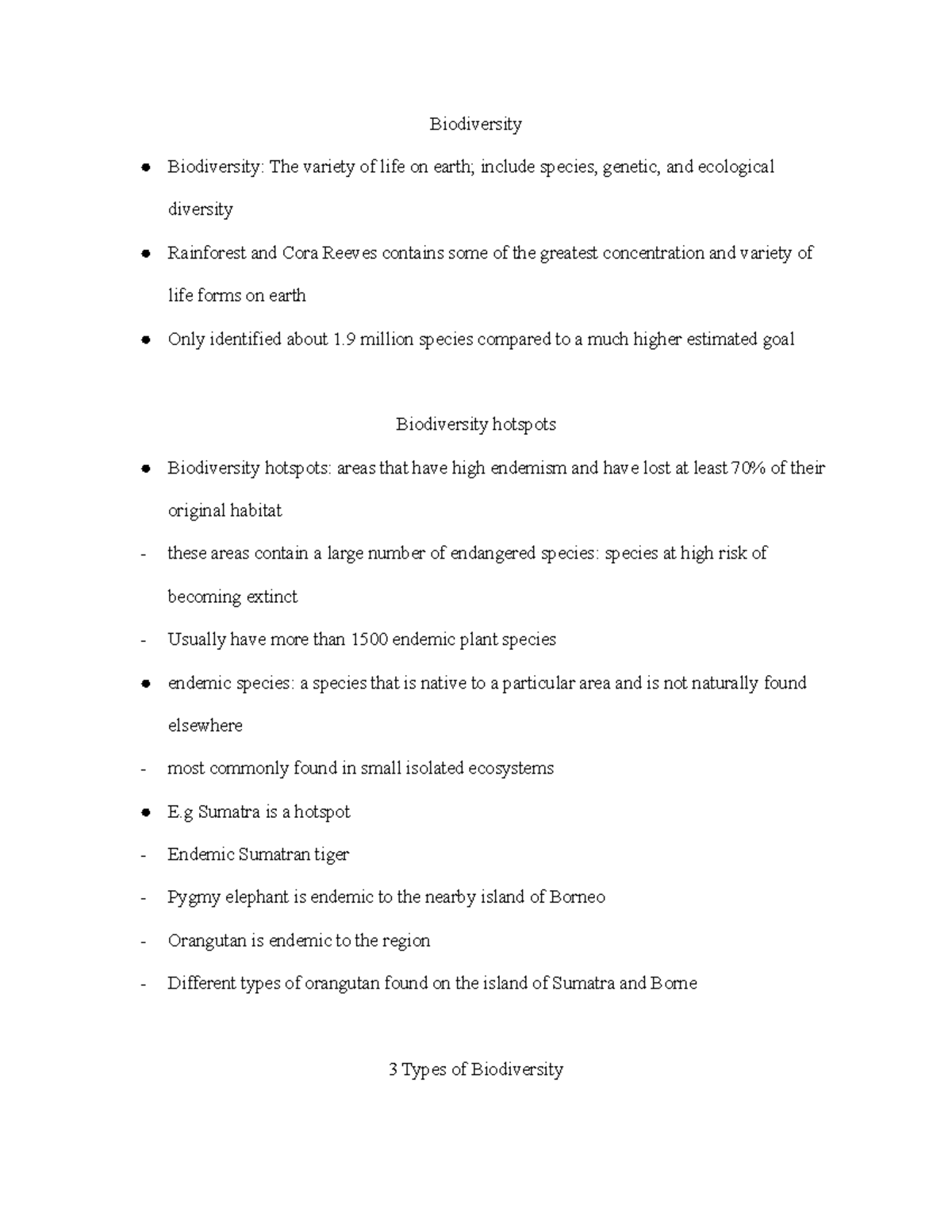 Biodiversity - These are Environmental Biology notes talking about what ...