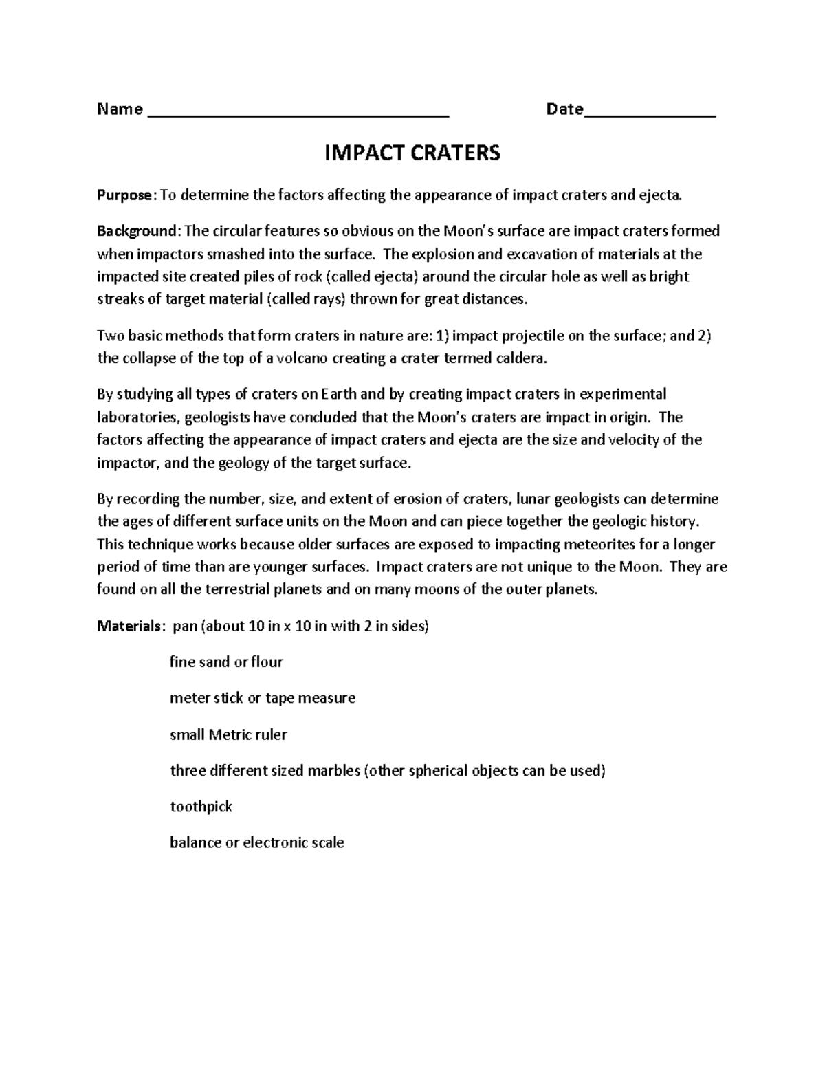 Impact+Craters - Notes - Name ________________________________ Date ...