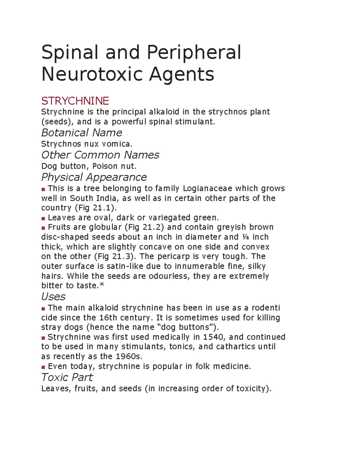 Spinal and Peripheral - Spinal and Peripheral Neurotoxic Agents ...
