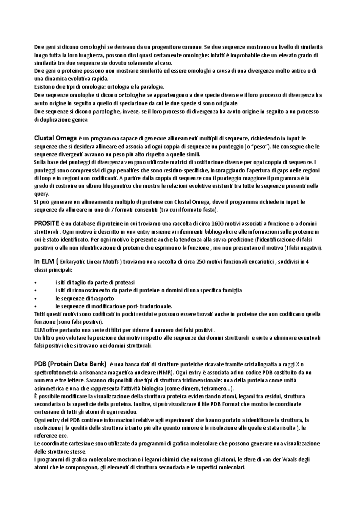 Bioinformatica pratico - Due geni si dicono omologhi se derivano da un ...